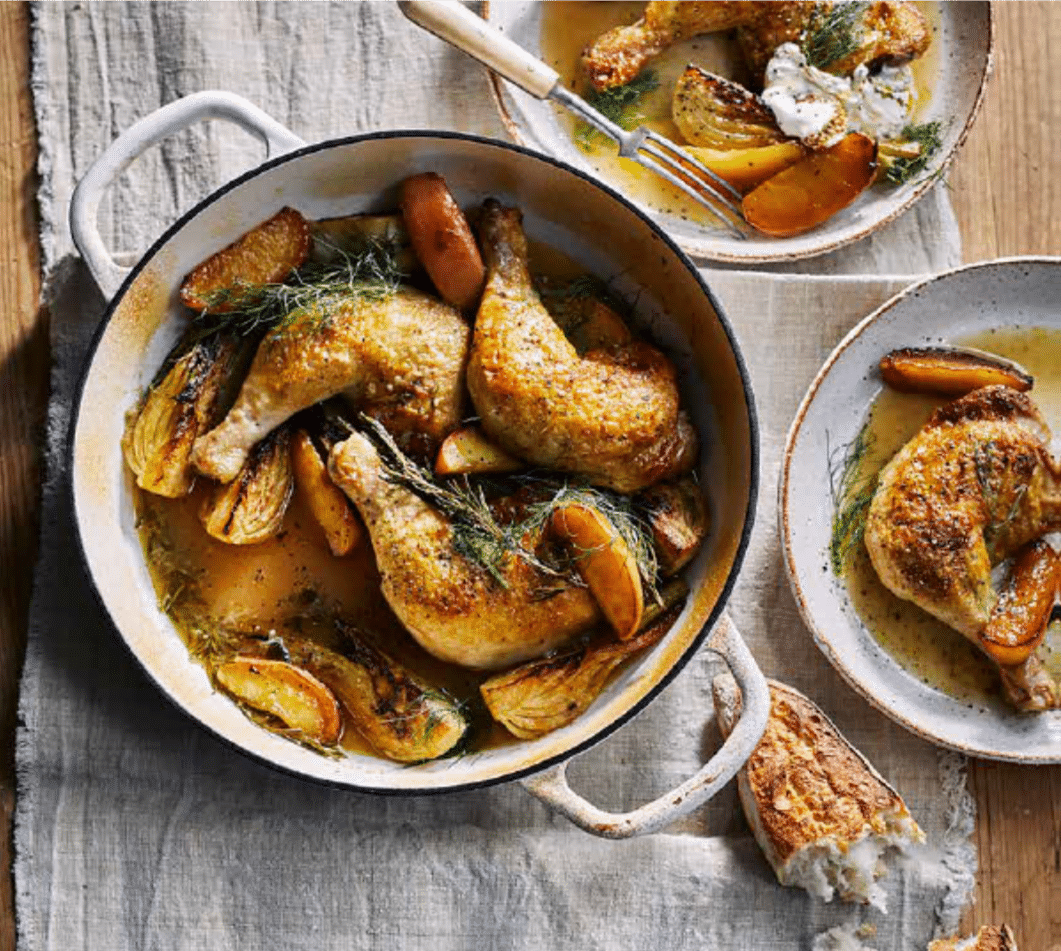 Cider-braised Chicken with envy™ Apple, Fennel & Rosemary - Montague Farms