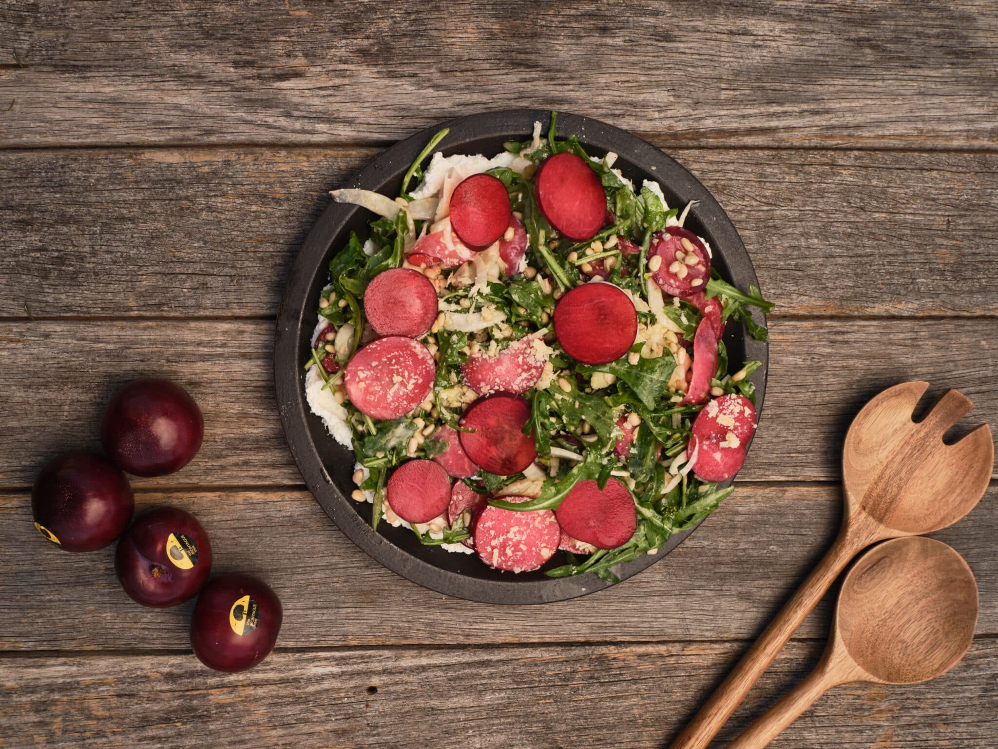 the MONTAGUE tree™ Plum, Parmesan & Ricotta Salad - Montague Farms